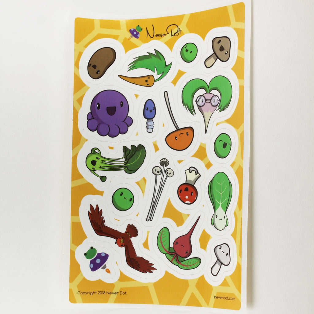 Vegetable Town Sticker Sheet – Never Dot